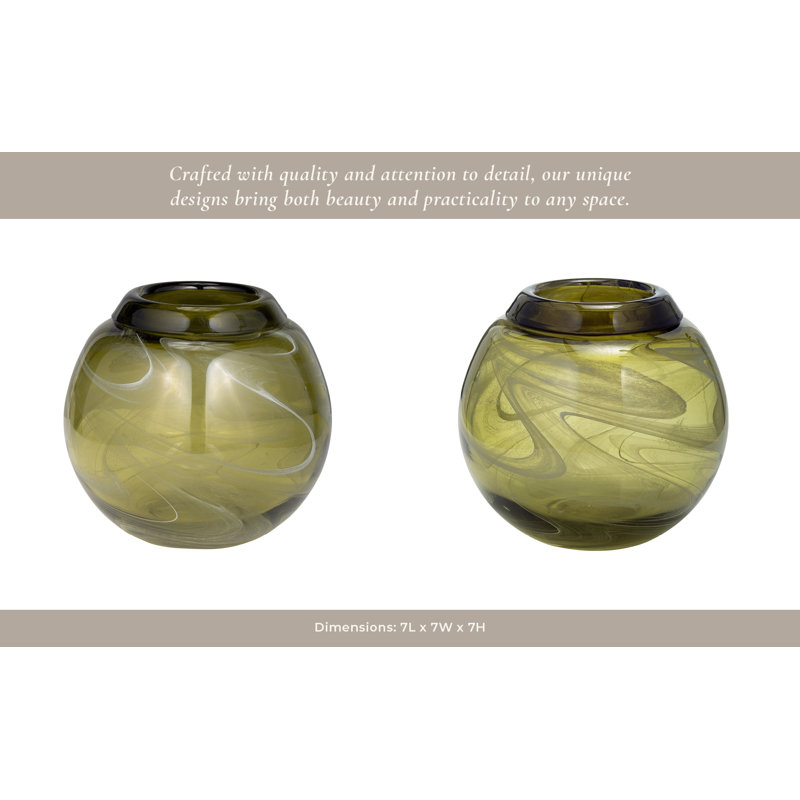 Ivy Bronx Irline Glass Vase Modern Decorative Sleek Glass Accent Contemporary Style Handcrafted ...